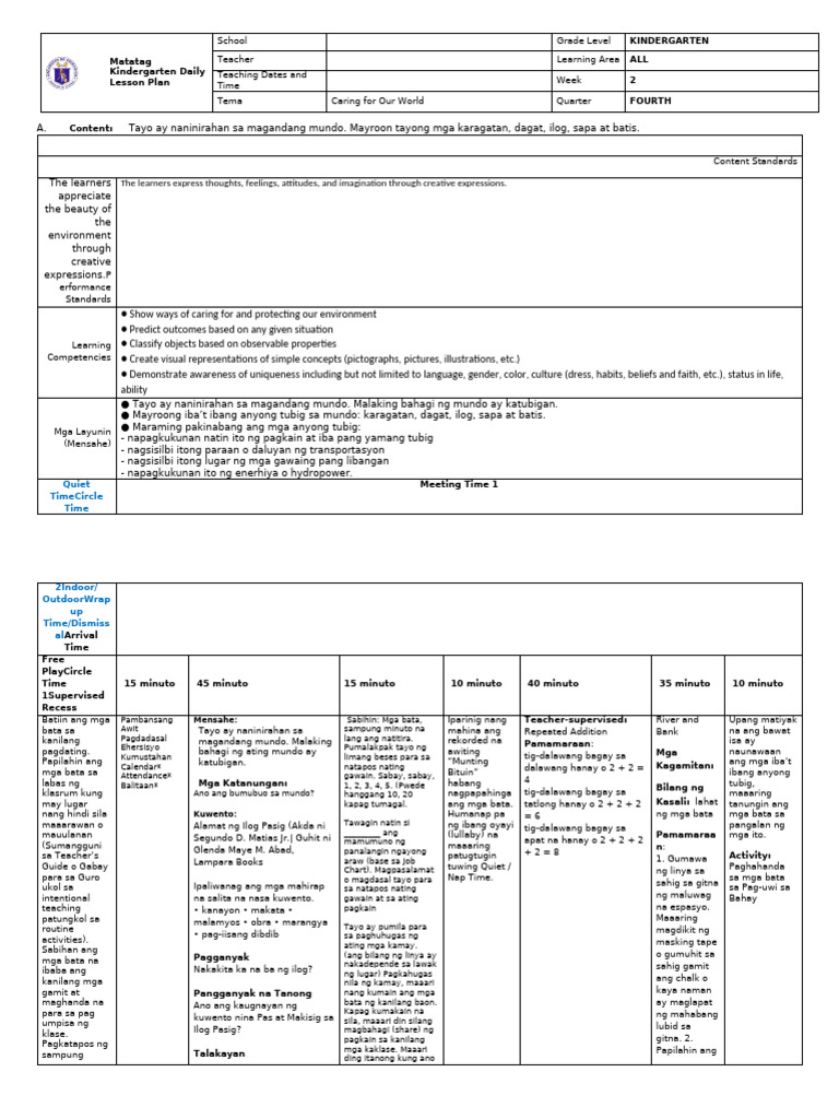 Kinder New DLL Week32 Day1 | PDF
