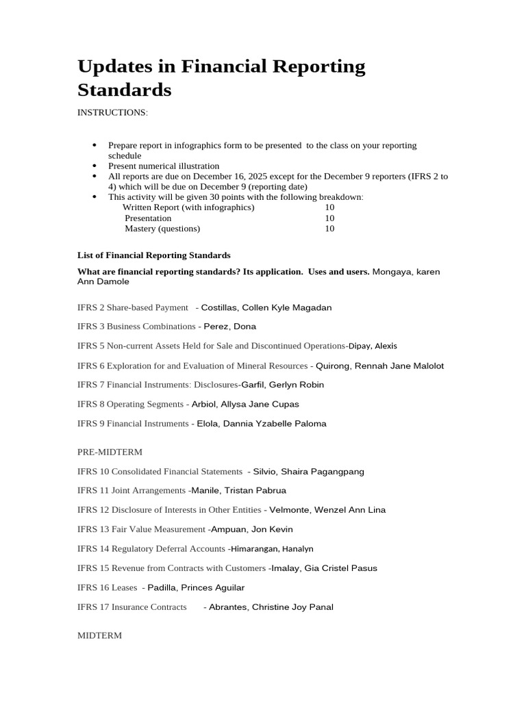 Financial Reporting Standards Overview | PDF | International Financial ...