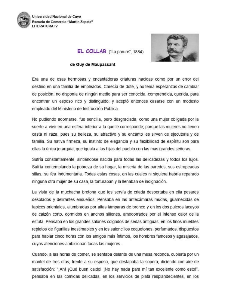 EL COLLAR de Guy Maupassant_d095a003e2a43ed65b68c98ebb02ca27 | PDF