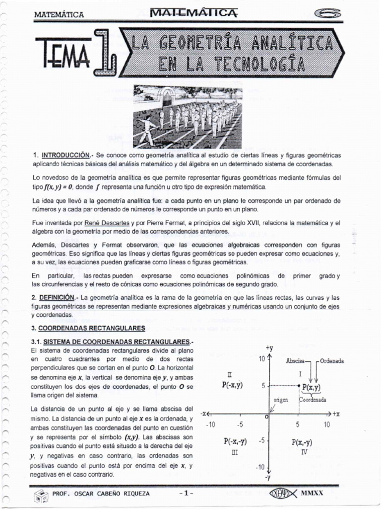 Tema Geometria Analítica (1) | PDF