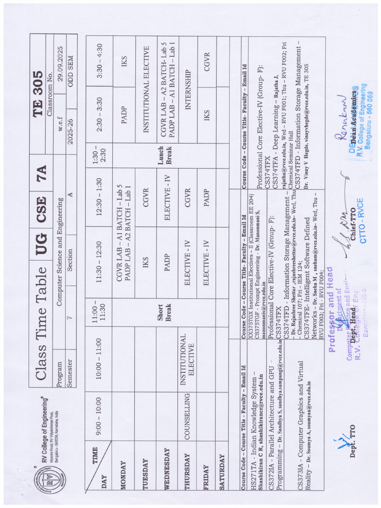 7 Semester Time Table. | PDF