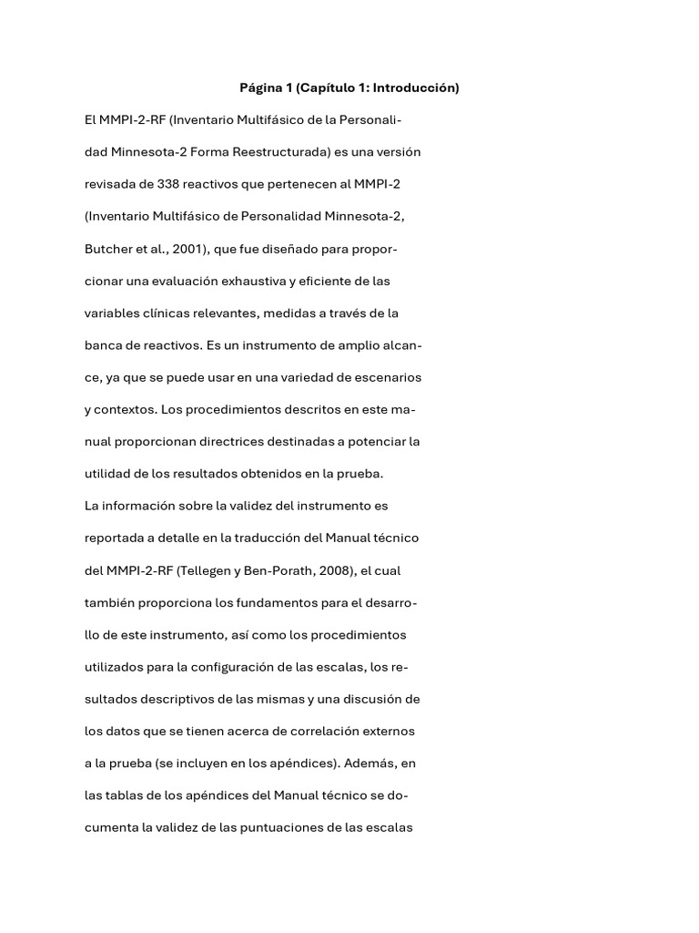 MMPI2 RF | PDF | Validez (Estadísticas) | Sicología