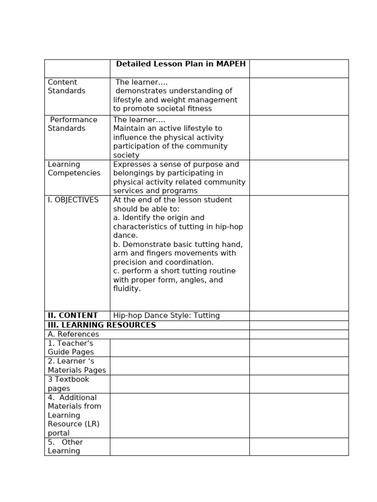 Bea Lesson Plan (1) | PDF | Learning | Arm