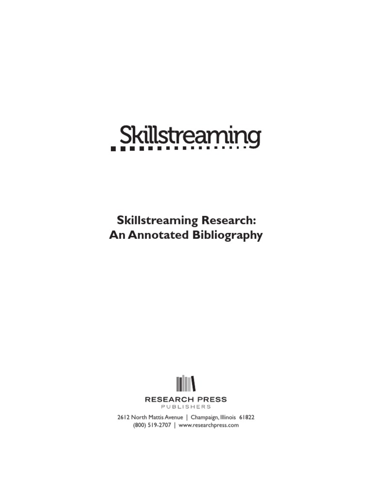 Skillstreaming Research (Annotated Bibliography) | PDF | Psychotherapy ...
