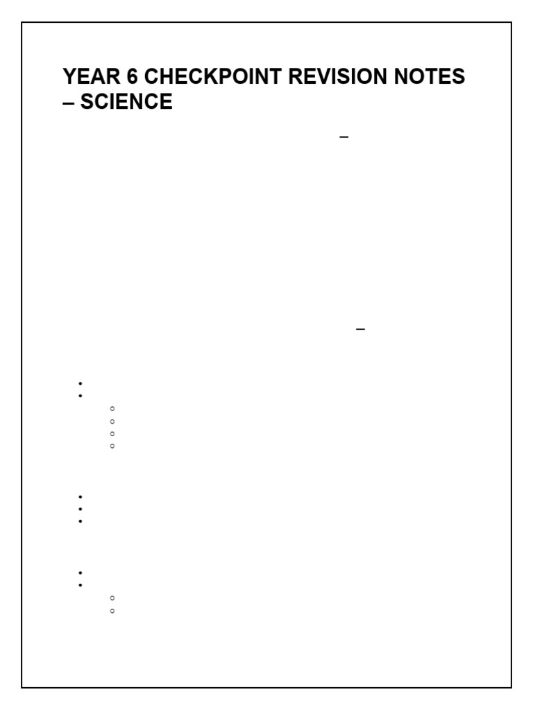 Year 6 Science Revision Notes | PDF | Earth | Sound