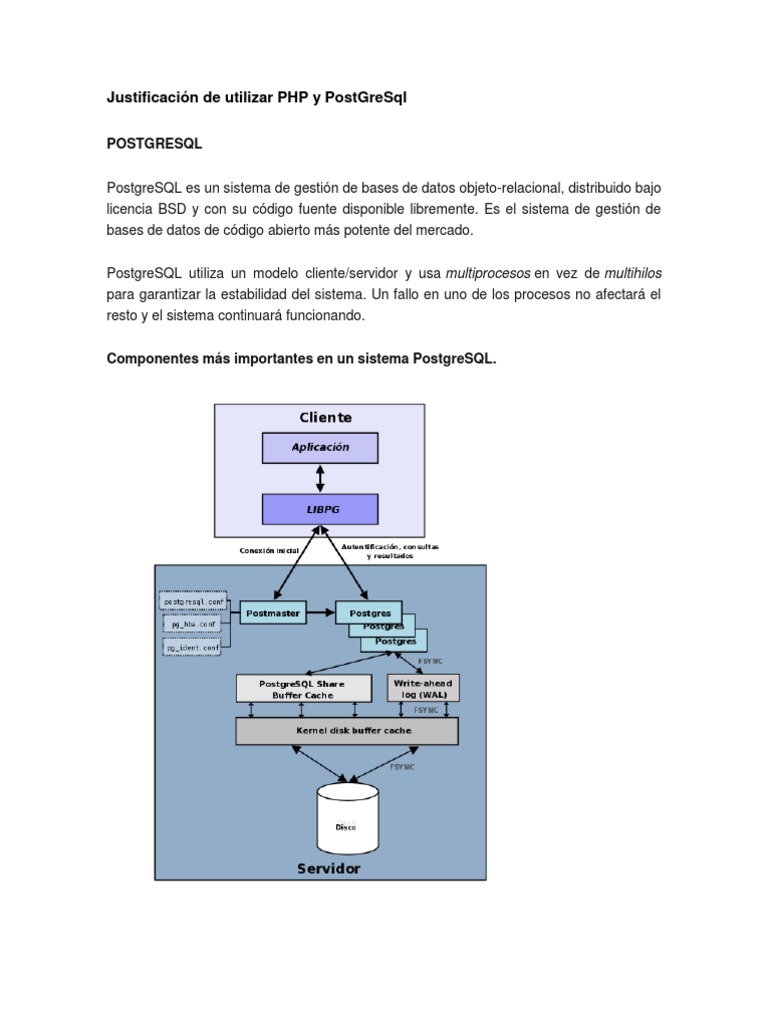 Justificacion de Utilizar PHP y PostGres | PDF | Php | Postgre Sql