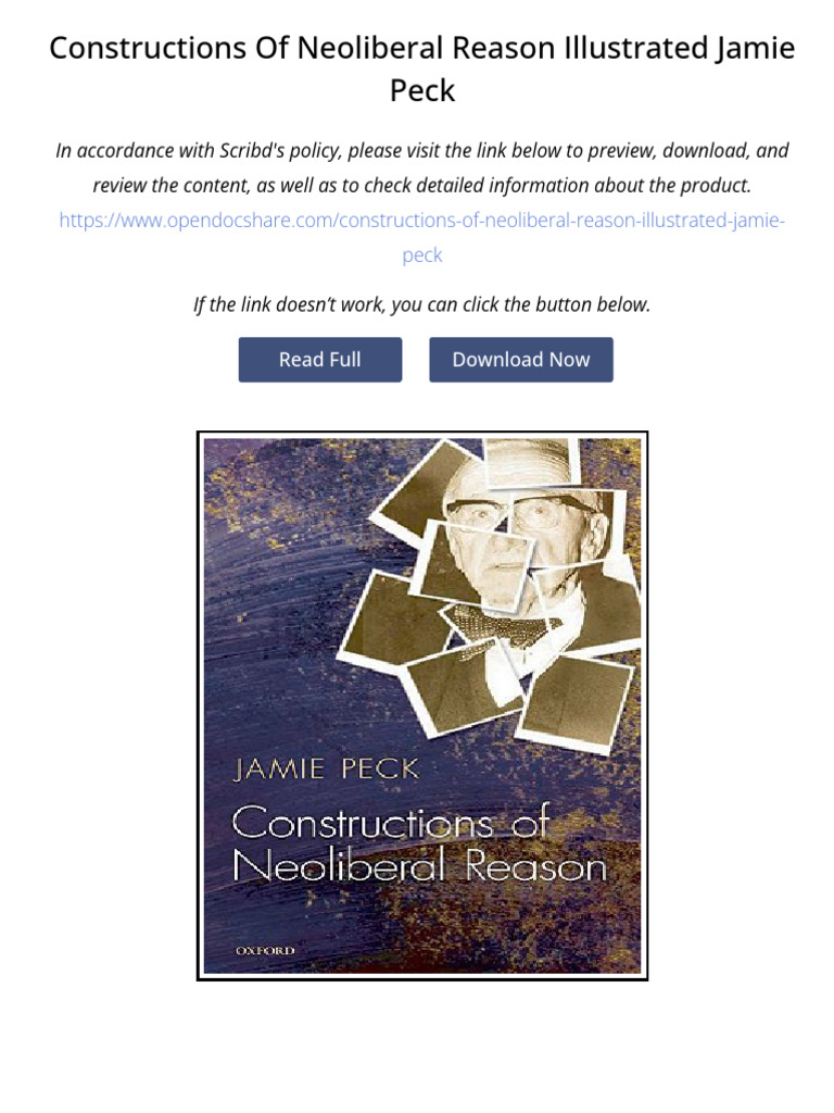 Constructions Of Neoliberal Reason Illustrated Jamie Peck | PDF ...