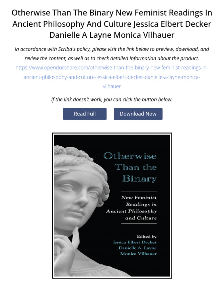 Otherwise Than The Binary New Feminist Readings In Ancient Philosophy ...