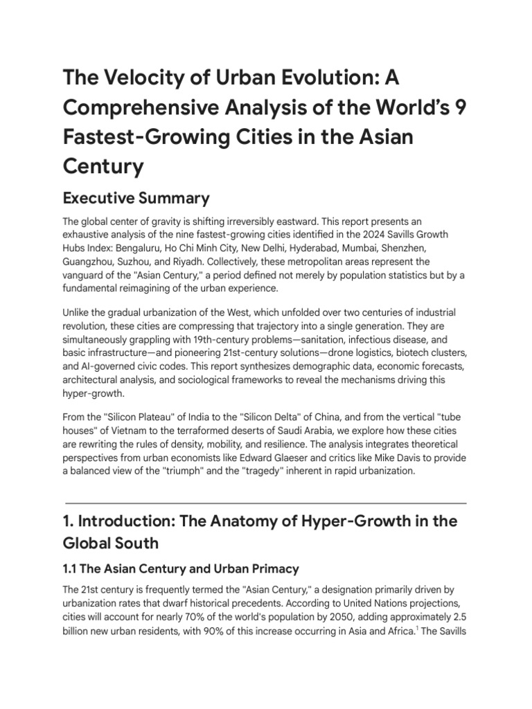 Fastest-Growing Asian Cities 2024 Analysis | PDF | City | Urbanization