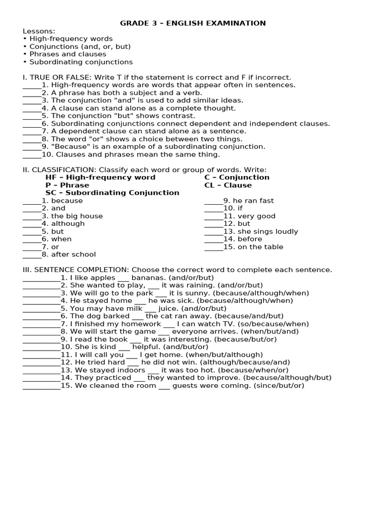 Grade 3 Exam: English, Science, Religion | PDF | Mass (Liturgy) | God ...