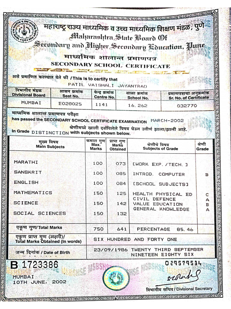 SSC Mark Sheet | PDF