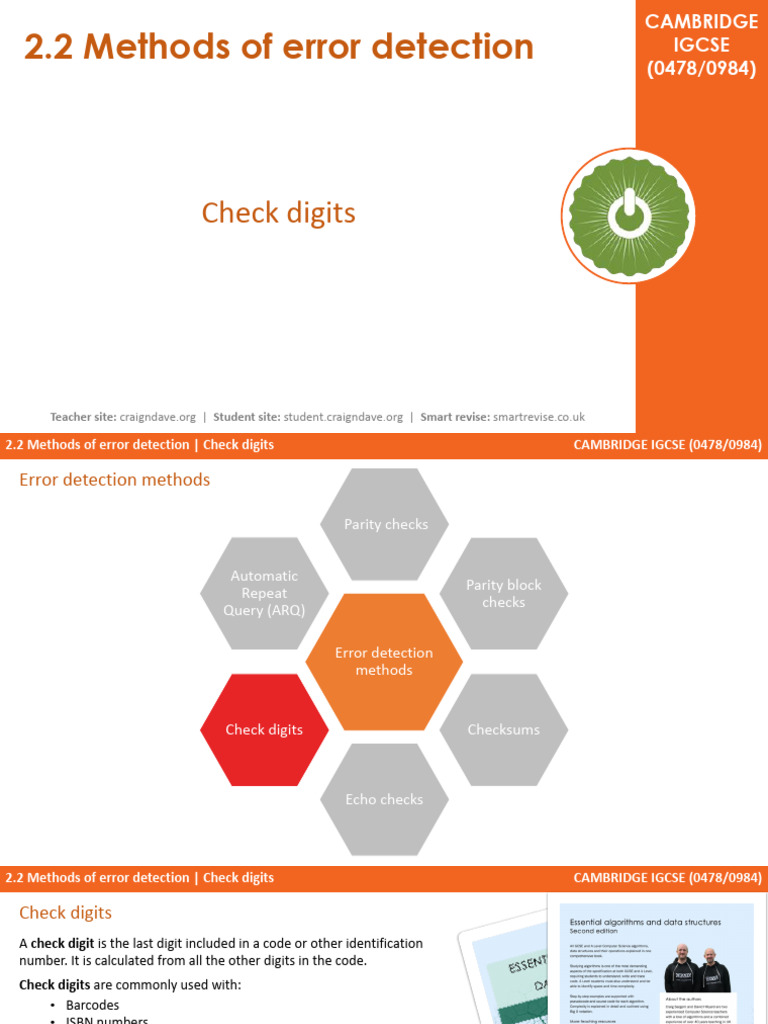 Check Digits in Error Detection Methods | PDF | Error Detection And ...