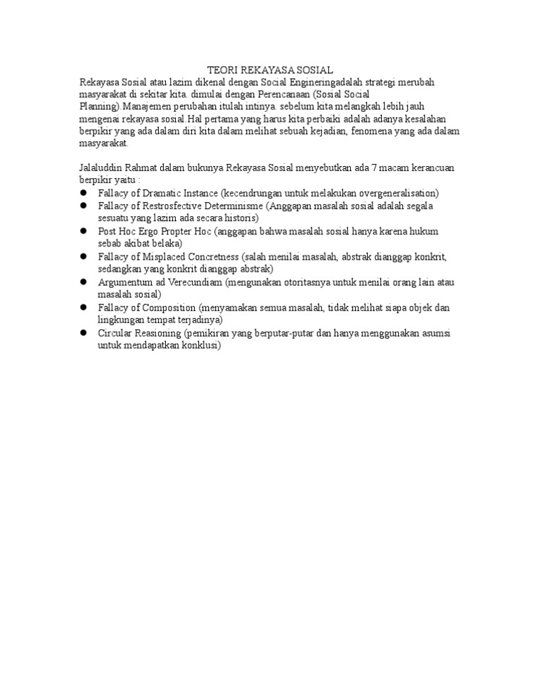 Teori Rekayasa Sosial | PDF