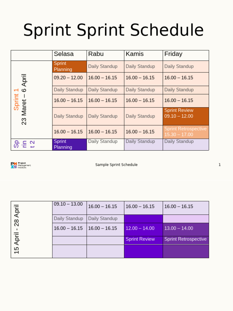 Sprint Schedule Nadia | PDF