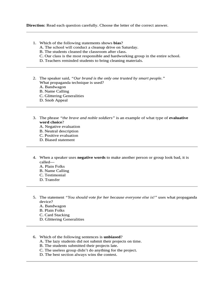 Bias and Propaganda Devices | PDF | Propaganda | Bias