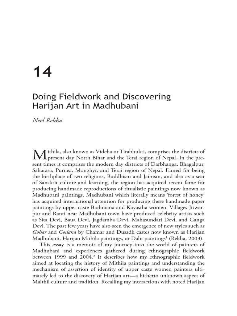 Doing Fieldwork and Discovering Harijan Art in Madhubani: Neel Rekha ...