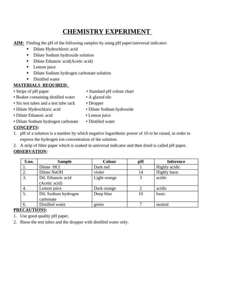 Chem Experiment | PDF