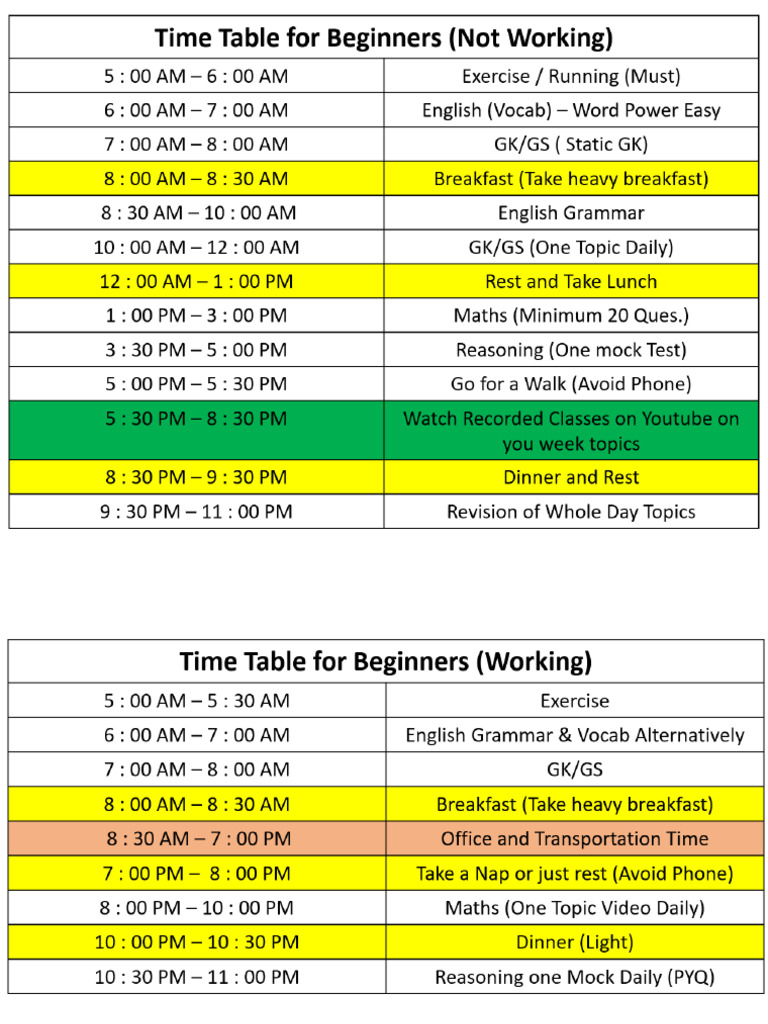 Time Table | PDF