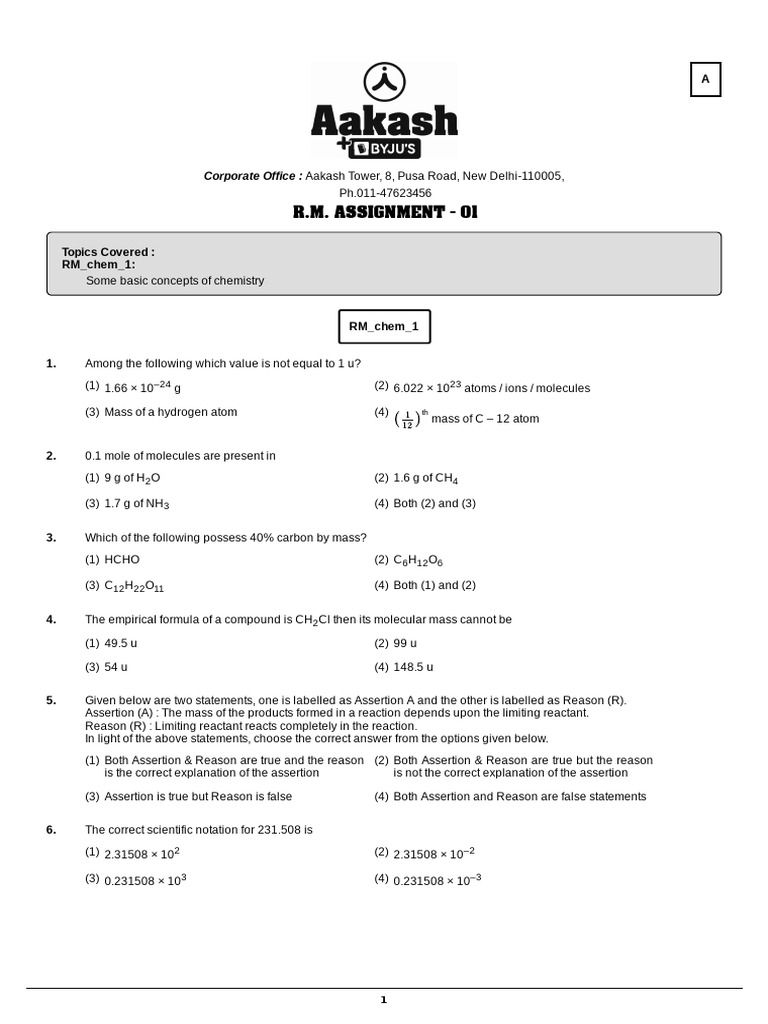 Some Basic Concept of Chemistry | PDF | Mole (Unit) | Concentration
