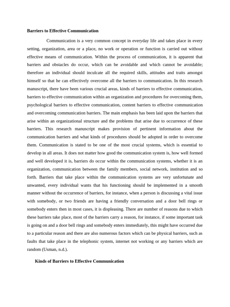 Overcoming Communication Barriers | PDF | Communication | Attitude ...