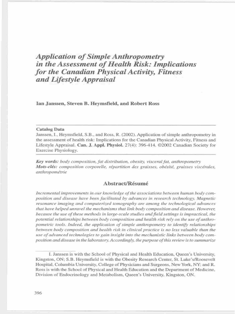 Application of Simple Anthropometry | PDF