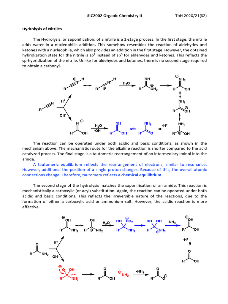 Note - Hydrolysis of Nitriles | PDF | Amide | Amine