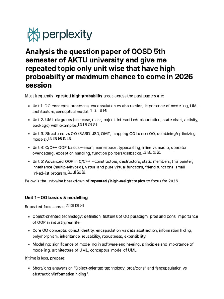 High-Probability Topics for OOSD 2026 | PDF | Class (Computer ...