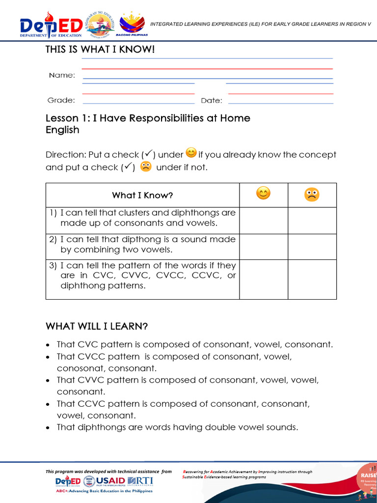 Early Grade Learners: Word Patterns Guide | PDF | Consonant | Human Voice