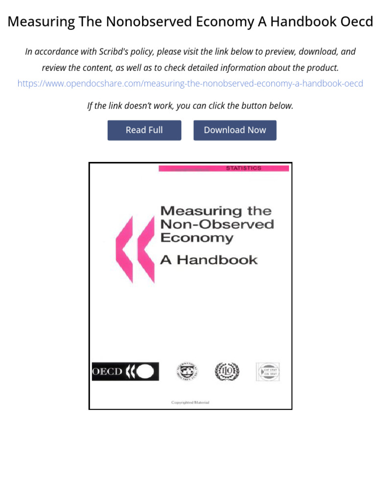 Measuring The Nonobserved Economy A Handbook Oecd | PDF | National ...