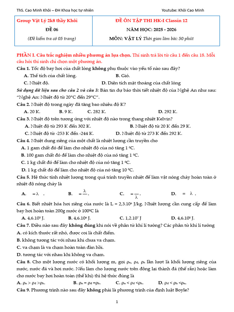Đề HKI 06 - 12 | PDF