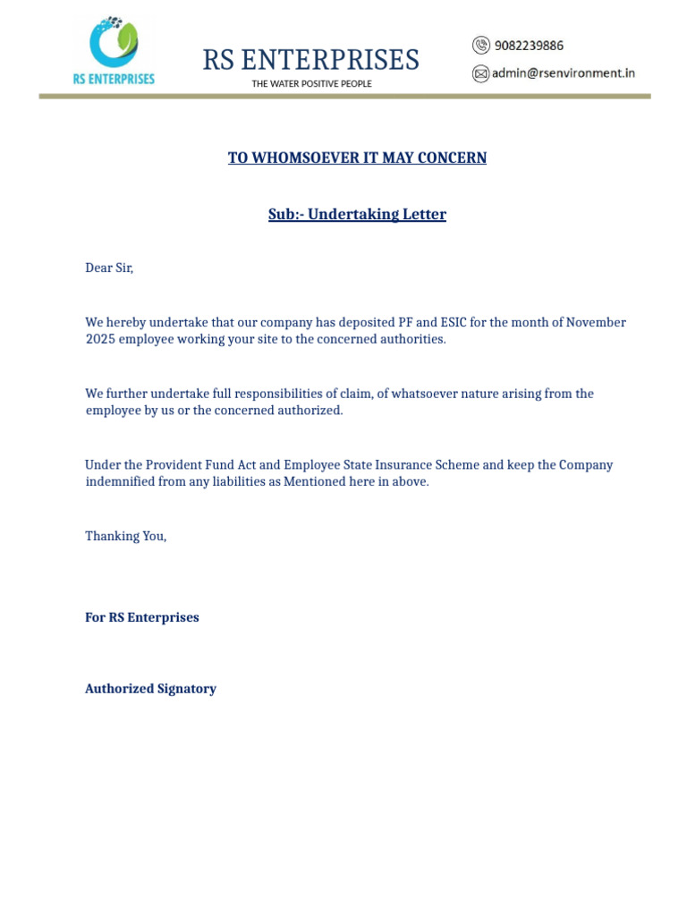 Undertaking Letter | PDF