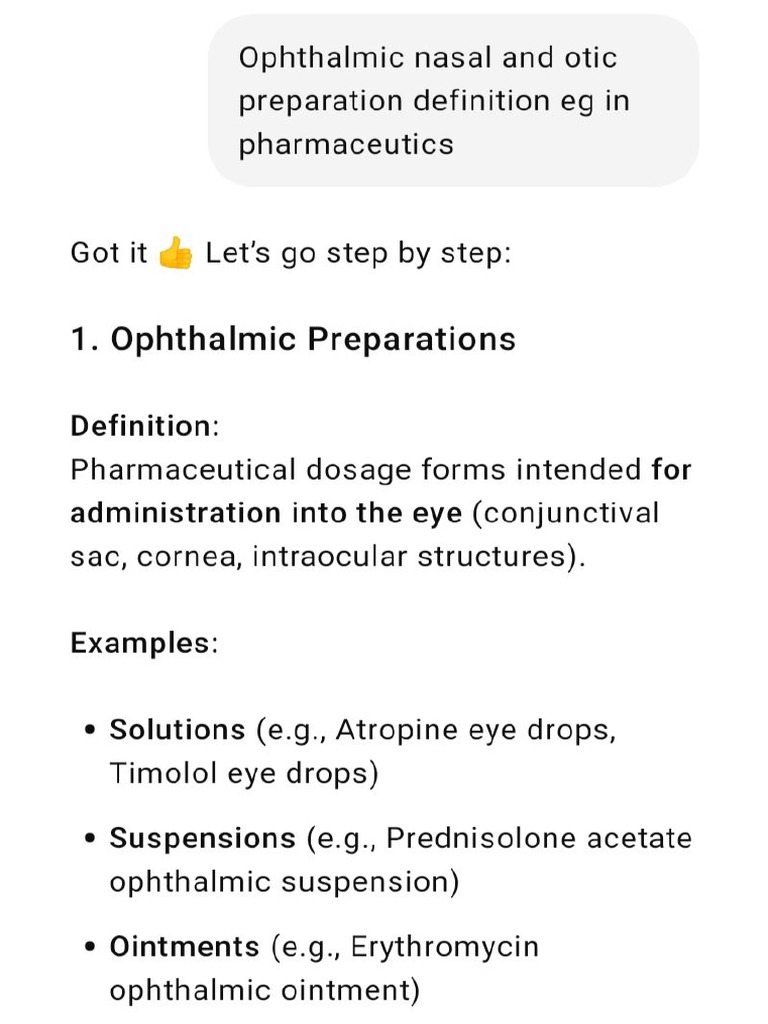 Ophthalmic Nasal and Otic Preparations | PDF