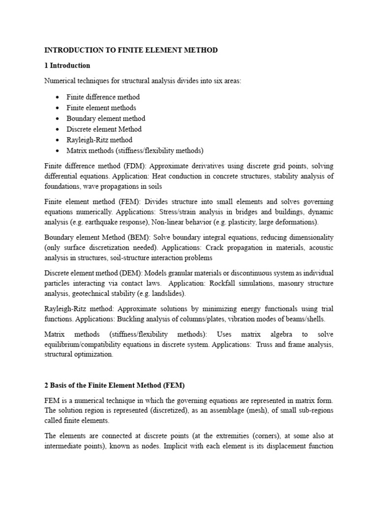Brief Introduction To Finite Element Method | PDF | Finite Element ...