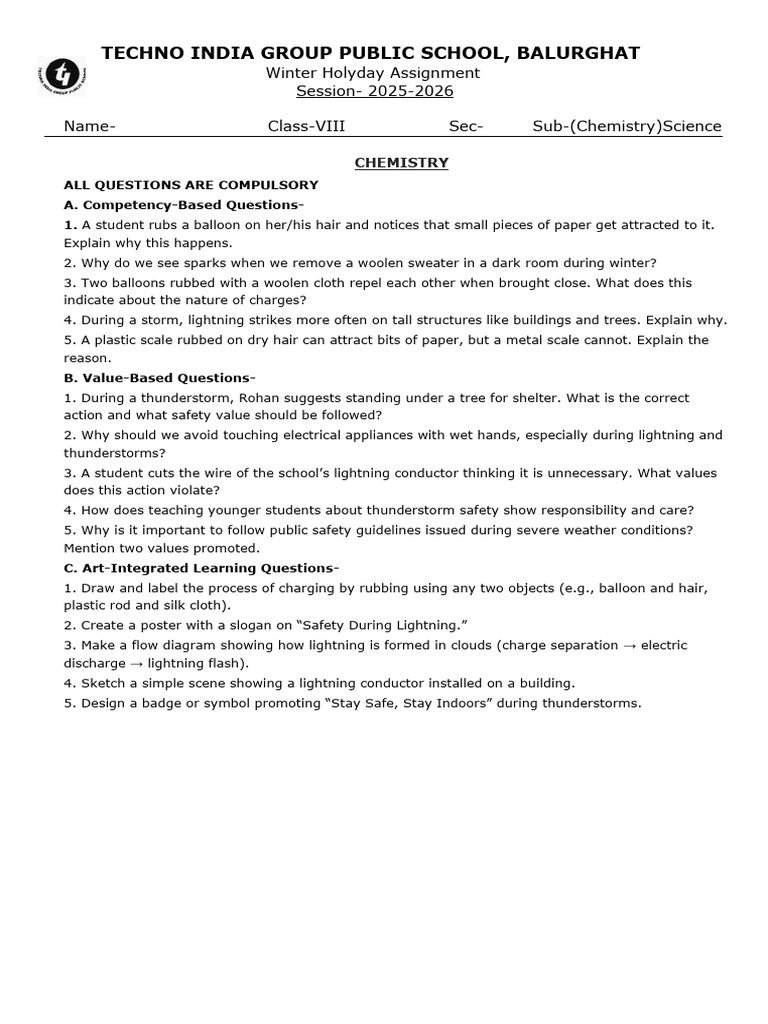 VIII SCIENCEWinter Assignment | PDF