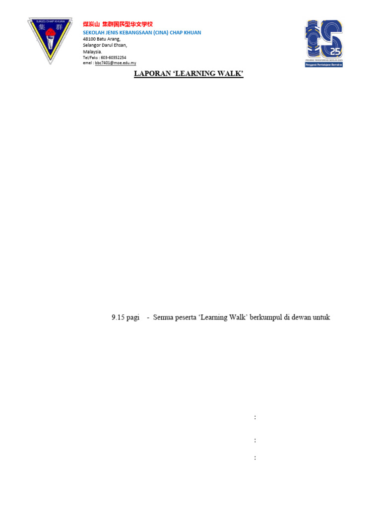 6) Laporan Learning Walk Panitia BC - Guru Sebagai Pembimbing | PDF