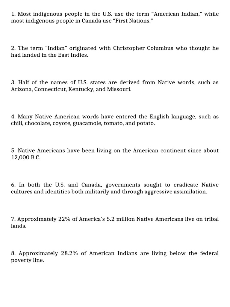 35 Facts About Native Americans | PDF | Native Americans In The United ...