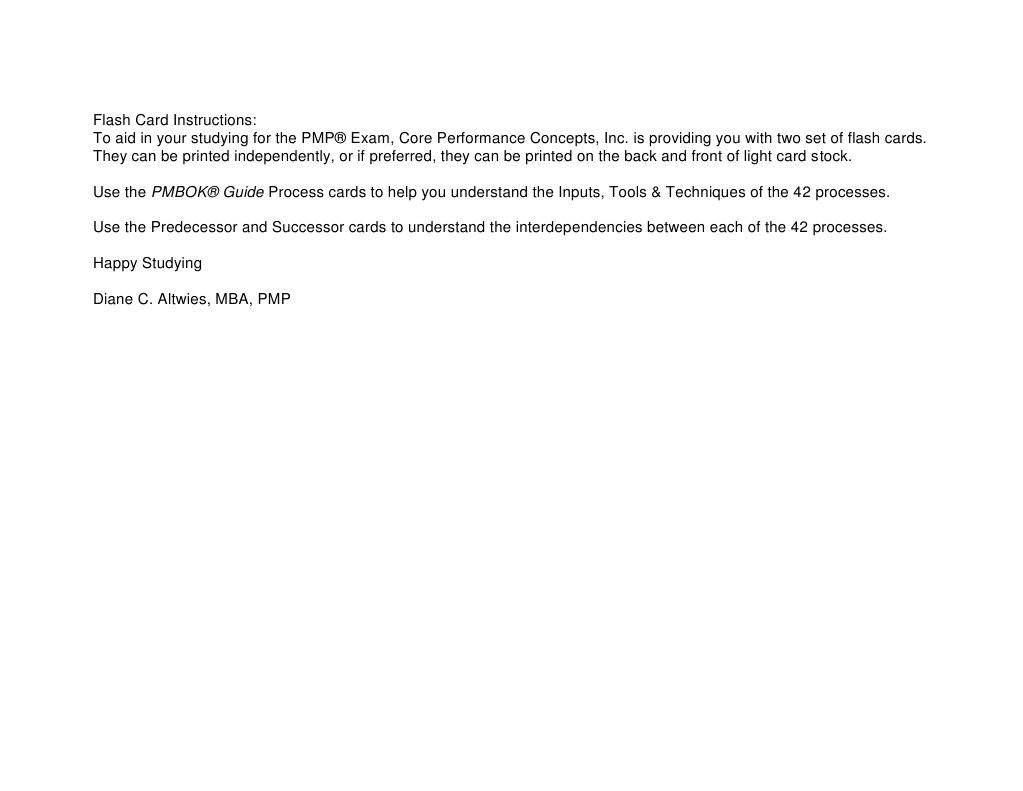 PMP Downloadable Flash Cards - Predecessor-Successor | PDF | Project ...