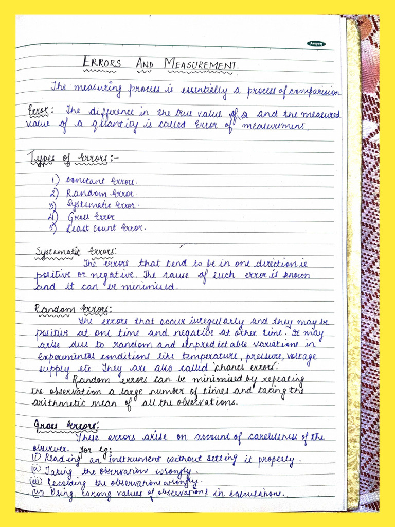 Errors and Measurements | PDF