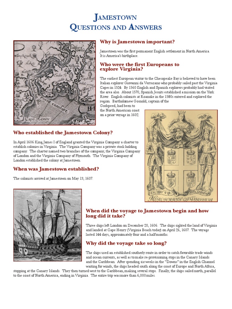 Jamestown Questions and Answers | PDF | Jamestown, Virginia | Virginia