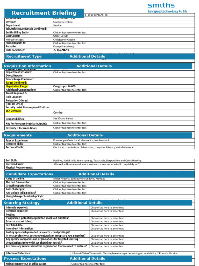 Enhanced Recruitment Intake Form | PDF