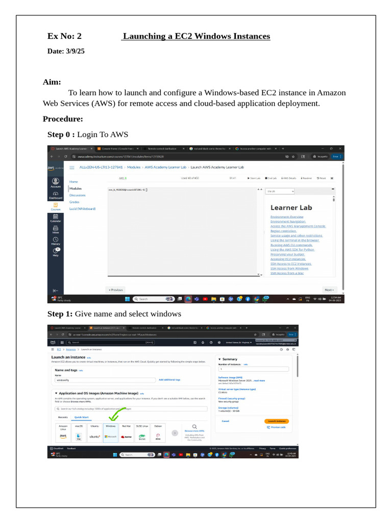 Launching Windows EC2 Instance on AWS | PDF
