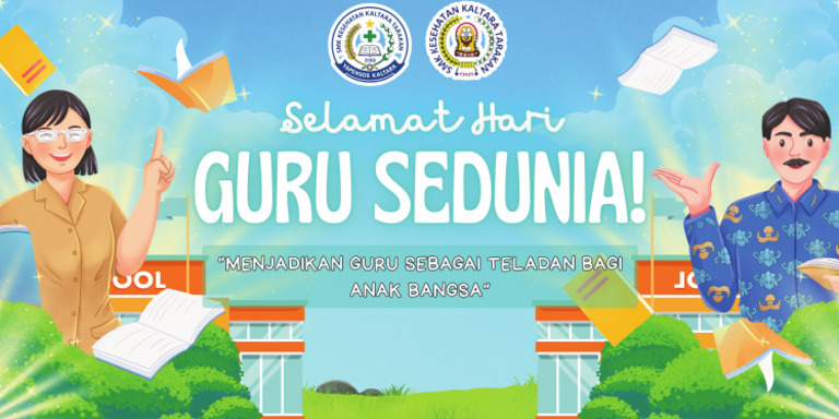 Biru Kuning Dan Oranye Ilustrasi Ucapan Selamat Hari Guru Spanduk ...