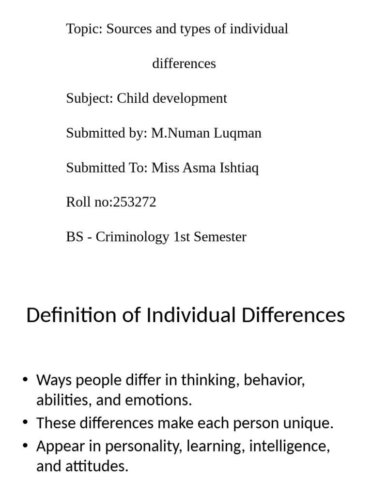 Individual_Differences_Presentation_Numan | PDF | Intelligence | Psychology