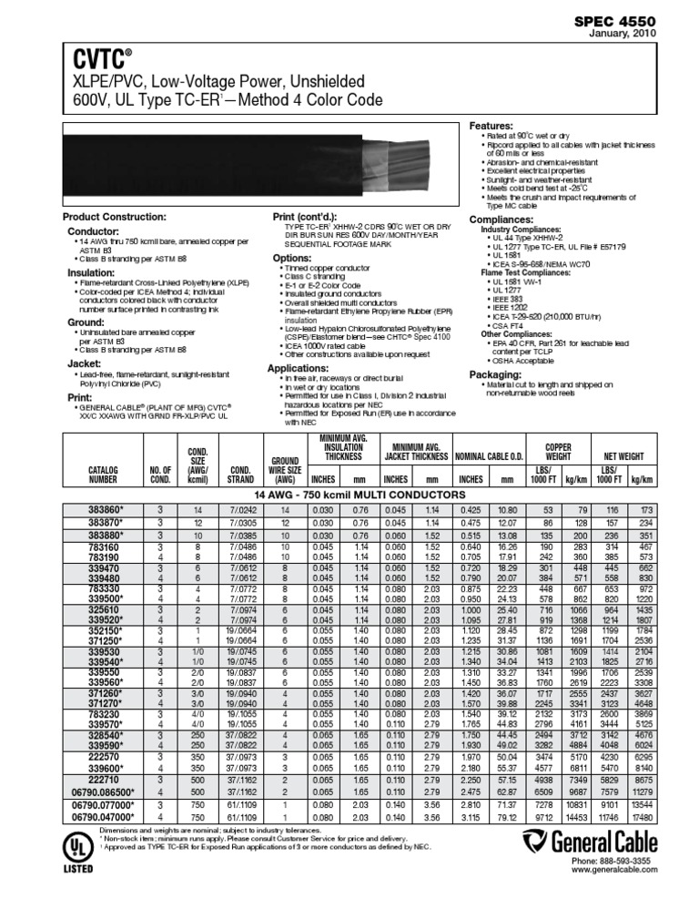 Cable CVTC General Cable | PDF | Cable | Industries
