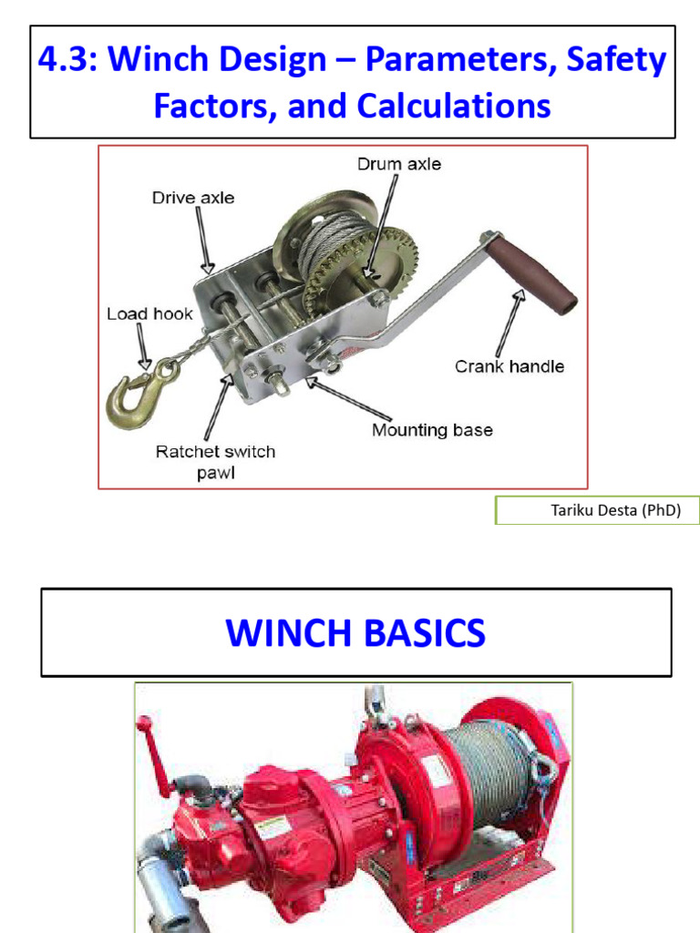 Winch Design: Safety, Parameters, Calculations | PDF | Electric Motor ...