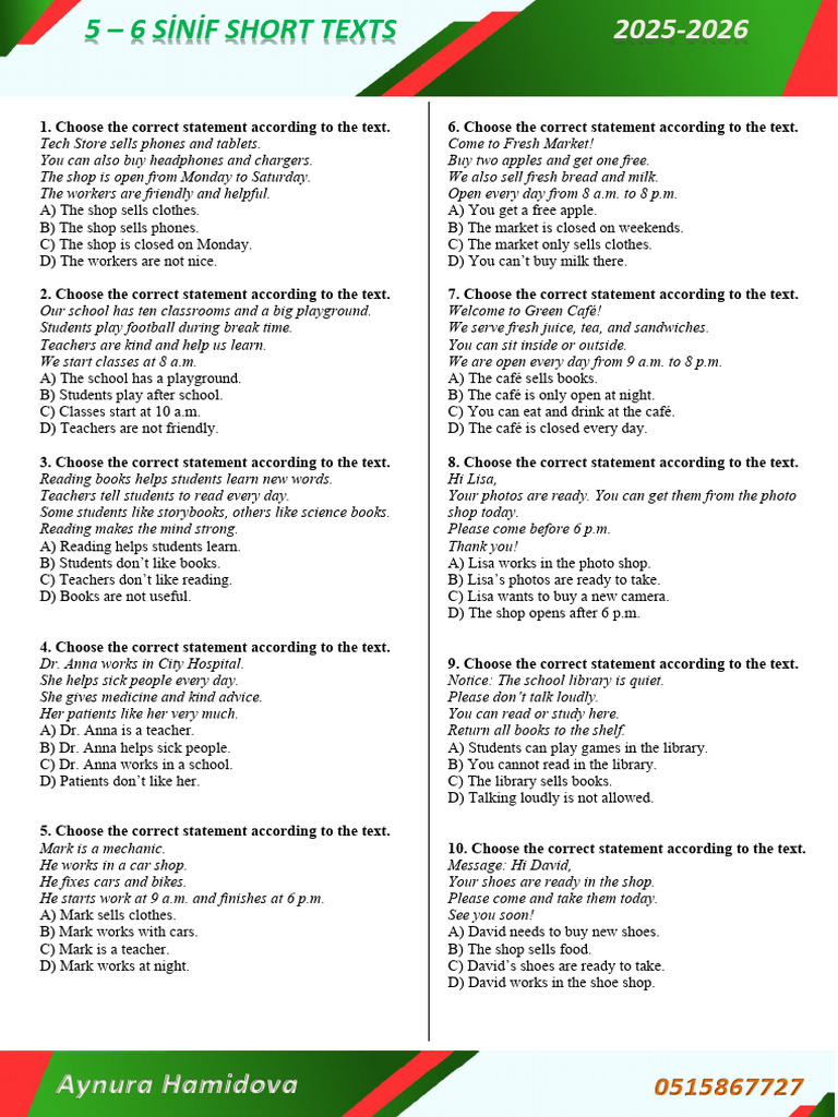 Short Text 1 New 5-6 Sinif | PDF | Coffeehouse