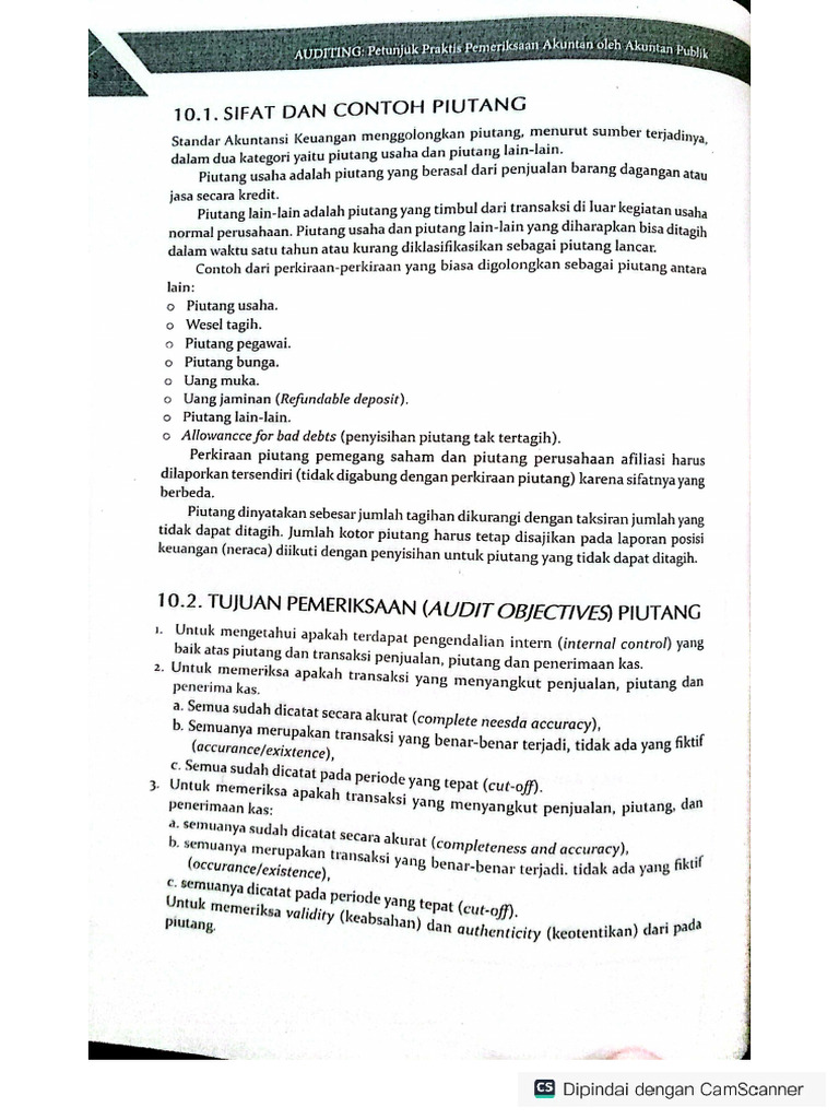 Pemeriksaan Piutang Usaha Dan Piutang Lainnya | PDF