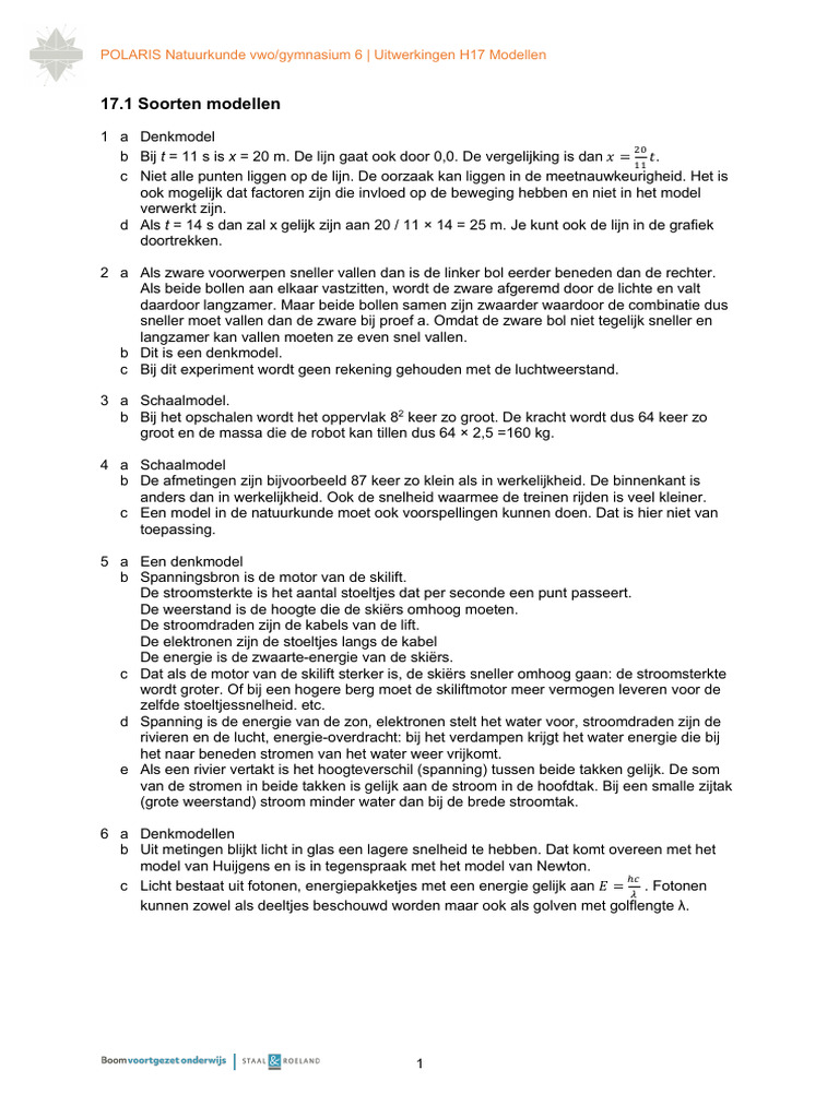 VG6N Uitwerkingen H17 Modellen | PDF