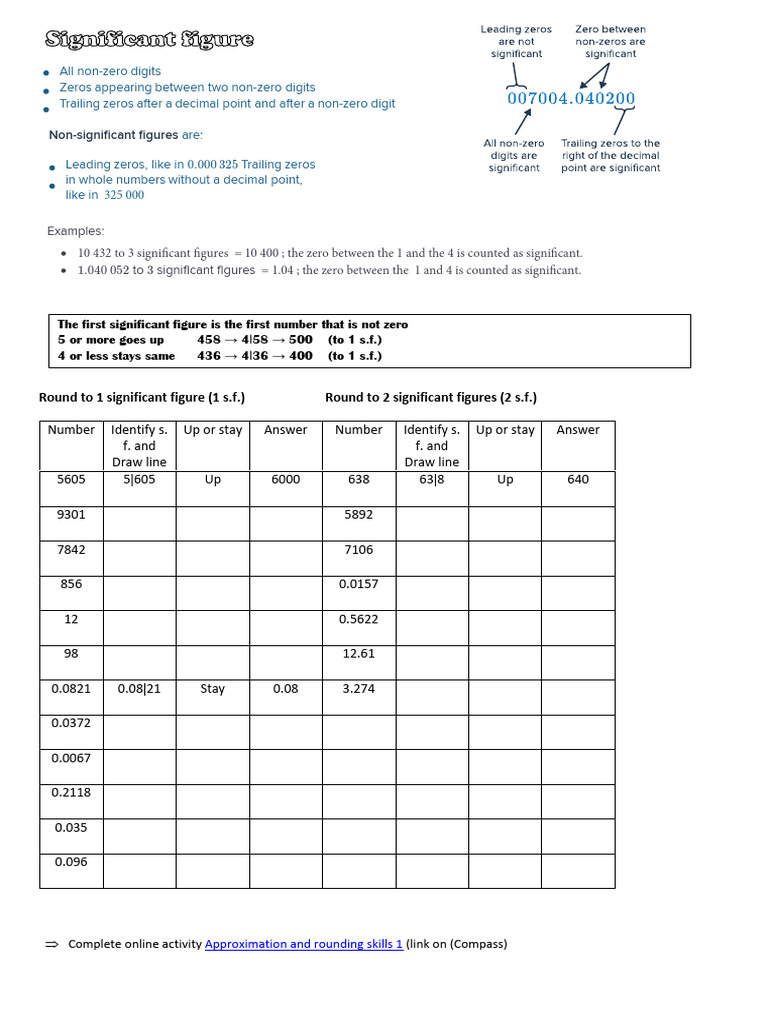 Significant Figures Standard Form WS-2 | PDF | Significant Figures ...