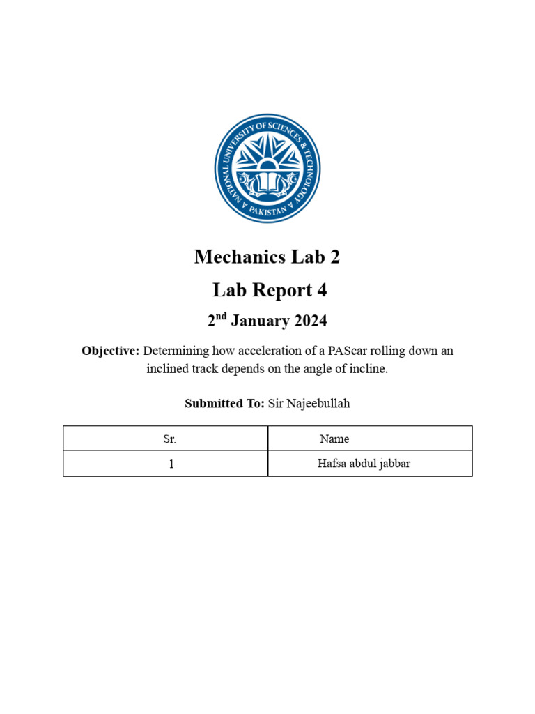 Acceleration of PAScar on Inclined Track | PDF | Force | Acceleration